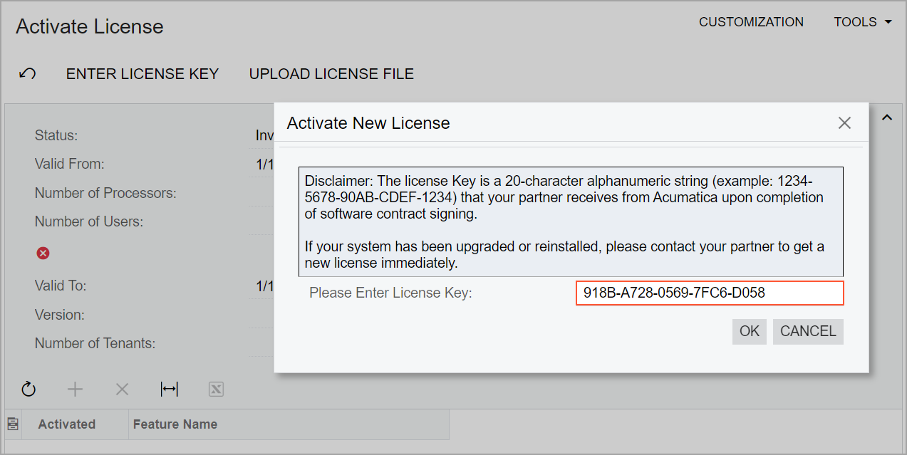Instance Deployment: To Enable Features and Activate the License